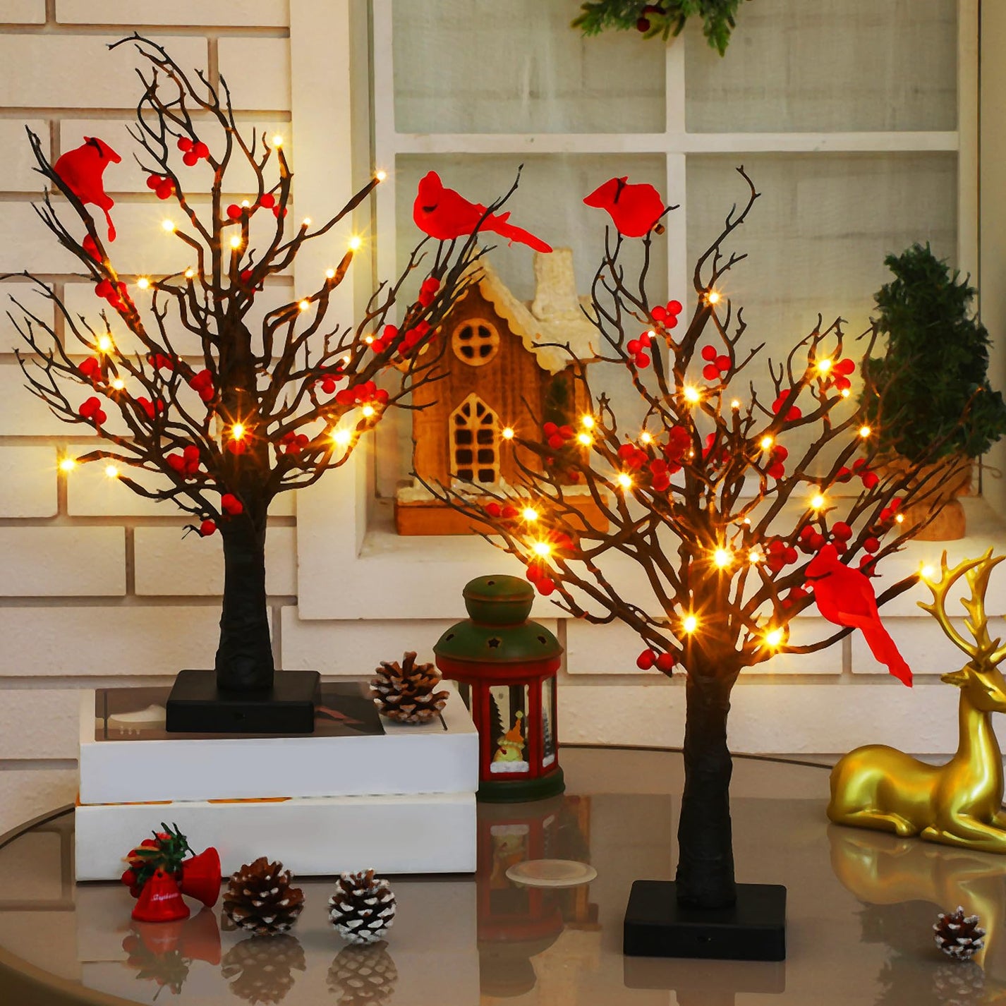 🎄Christmas Lighted Mini LED Tree With Red Berries – njsgqw